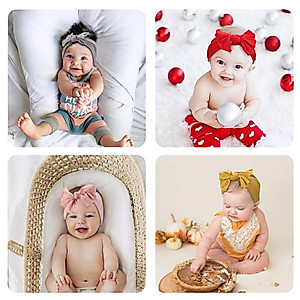 Makone Baby Girl Nylon Headbands, 18 PCS Baby Cotton Hair Accessories Hairbands Hair Bow Elastics for Newborn Infant Toddlers Kids Christmas Gifts