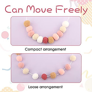 GCQQ 2Pcs Pom Pom Garland Pastel, 16.4 Ft Long Pompom Garland Boho Decor, Large 60 Balls Felt Ball Garlands, Pink Wool Felt Ball Garlands for Party, Home, and Nursery Decor