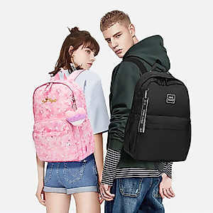 Caran·Y Girls Backpack for Kid in Waterproof Elementary Large space Love decoration Starry Pattern School Bookbag Boys Girls Fit Over 6 Years Old Girls Book Bag（Pink）