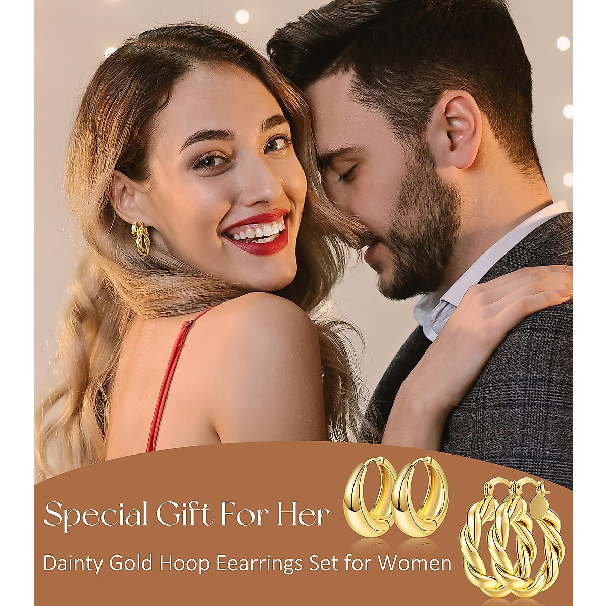 Adoyi Silver Hoop Earrings Set for Women Girls Gold Twisted Huggie Hoops Earrings 14K White Gold Plated Earrings for Women Lightweight 9 Pairs jewelry for women Girl Gift