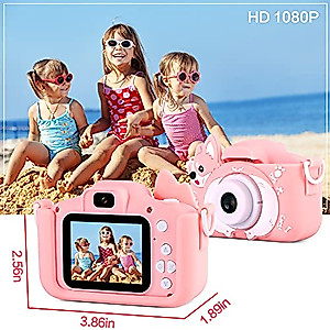 Corgi Kids Camera, Toddler Digital 1080P Upgrade Camera for Christmas Birthday Gifts, Cute 20.0MP Camera for Children with 32G SD Card, Portable Toy for 3 4 5 6 7 8 Years Old Girls Boys (Pink)