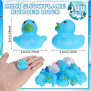 Jerify 50 Pcs Mini Rubber Ducks Snowflake Themed Rubber Ducks Toys Winter Ducks Bulk Holiday Bath Ducky Favors Bathtub Pool Toys Birthday Christmas Party Goodie Bag Fillers Gift