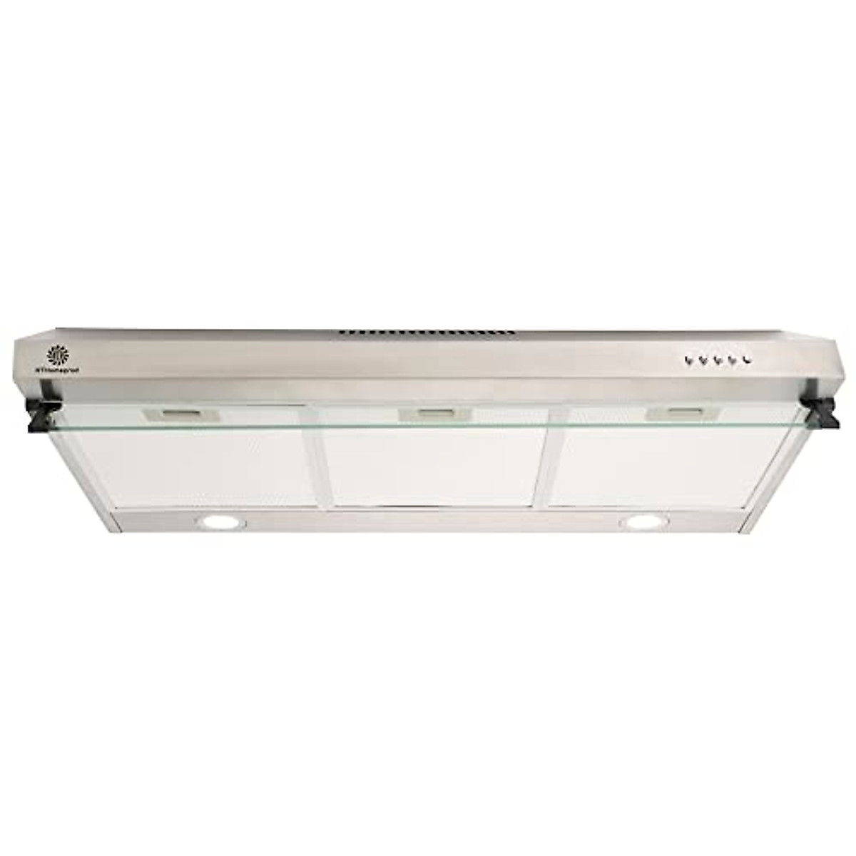 Slim Under Cabinet Range Hood in Stainless Steel, 36 Inch, Ducted Ductless Convertible Kitchen Hood, Dual-motor Exhaust Fan, Top and Rear Vent, 3-Speed, LED Lights, HTH HTHOMEPROD