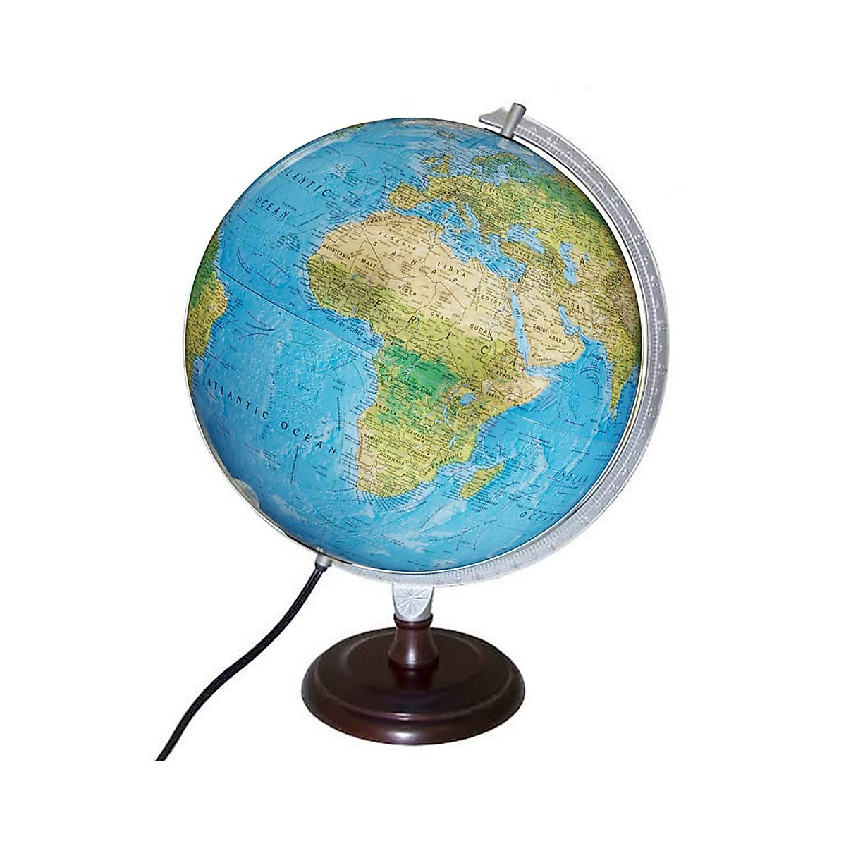 Replogle Toledo Blue Ocean Illuminated Desktop Globe with Hardwood Cherry Finish Base (12"/ 30cm diameter)