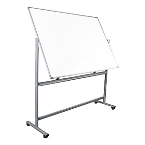 WorkPro® Double-Sided Mobile Magnetic Dry-Erase Whiteboard Easel, 72" x 48", Aluminum Frame With Silver Finish