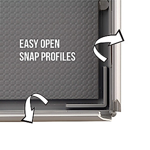 M&T Displays Opti Snap Poster Frame 5x7 Inch Silver 0.55" Aluminum Profile Front Loading Wall Mounting Photo Picture Document Certificate Sign Holder Mitered Corner Anti Glare Cover (5 pack)