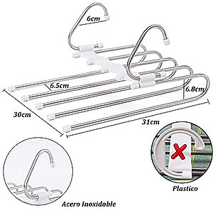 2 Pack Trouser Hanger Space Saving 5 in 1 Stainless Steel Magic Trousers Hanger