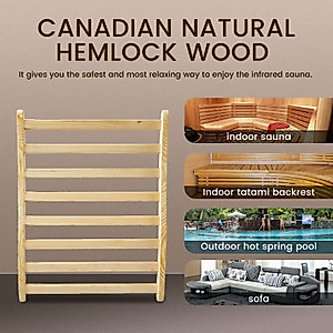 LUCHEN Sauna Backrest,S-Shape Canadian Natural Wood Hemlock Sauna Chair with Back, Non-Toxic Sauna Accessories Bench 2-Pack