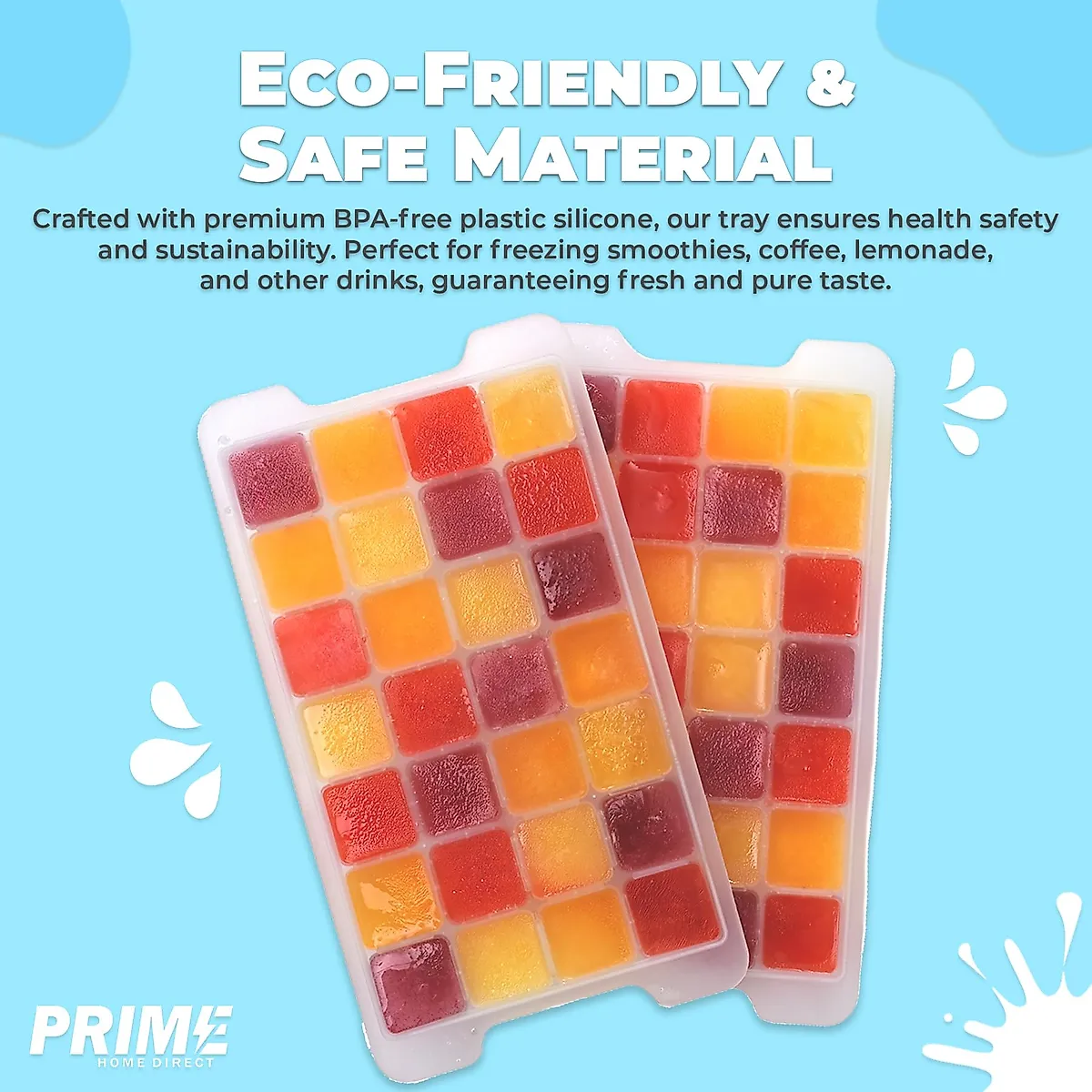 Prime Home Direct Ice Cube Tray with Lid and Bin | 112 pcs | 4 Silicone Ice Cube Trays for Freezer | Ice Trays for Freezer | Ice Tray, Ice Molds, Ice Cube Maker, Ice Bin for Freezer & Ice Cube Molds