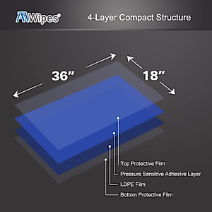 AAwipes Sticky Mats 18" x 36" (Blue, Case of 10 Mats, 30 Sheets/Mat) Cleanroom Sticky Floor Mats Peel Off for Construction, Laboratory, Hospital, Medical Office, Gym, Pet