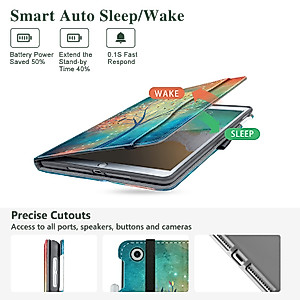 Vimorco iPad 9th/8th/7th Generation Case, 9th Generation iPad Case with Pencil Holder/Hand Strap/Pocket, iPad 10.2 Case Adjustable Angle, iPad Cover 9th Generation Auto Sleep/Wake, Oil Painting Tree