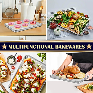 4Pcs Baking Sheet Pan with Rack Set, Joyfair Stainless Steel Oven Rectangular Pans Tray & Cooling Racks for Cookie/Jelly Roll/Bacon, Commercial Metal & Rust-free, Dishwasher Safe (16 Inch)