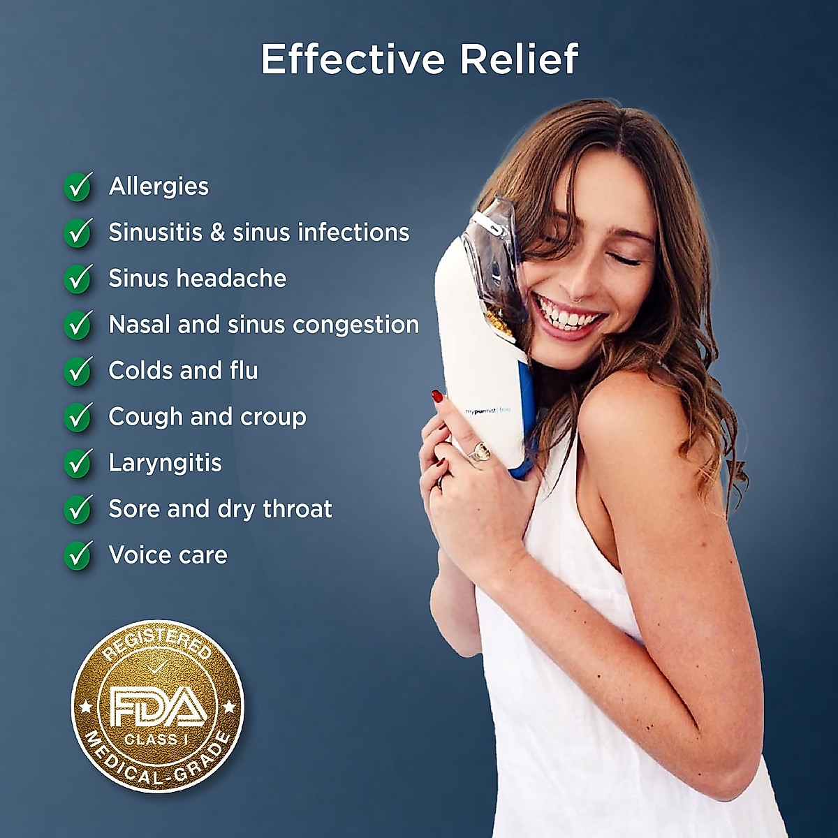 mypurmist Cordless Ultrapure Steam Inhaler - Handheld Steamer, Vaporizer & Humidifier for Sinus Relief, Nasal Congestion, Cold & Cough, & Vocal Care for Singers (Base Kit)