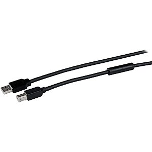 StarTech.com 15m / 50 ft Active USB 2.0 A to B Cable - Long 15 m USB Cable - 50 ft USB Printer Cable - 1x USB A (M), 1x USB B (M) - Black, TAA (USB2HAB50AC)