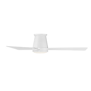 WAC Smart Fans Hug Indoor and Outdoor 3-Blade Flush Mount Smart Home Ceiling Fan 52in Matte White with 3000K LED Light Kit and Remote Control works with Alexa and iOS or Android App