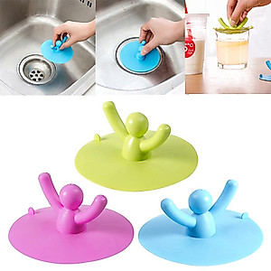 AKOAK 1 Pack Cute Human-Shaped Floor Drain Plug Household Kitchen Toilet Bathroom Shower Waterproof Silicone Sink Plug Bathtub Drain Plug Tool (Green)