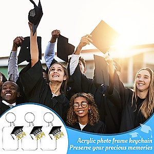 Landical 30 Set Graduation Photo Keychains Class of 2024 Acrylic Photo Frame Keyrings Rectangle 2024 Clear Blanks Picture Keychains DIY Grad Cap Key Chain for Graduation Party Gifts, 2.2 x 1.6 In