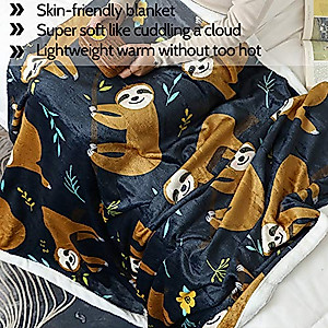 Zevrez Sloth Blanket Cute Sloth Gifts for Adults Kids Sloths Lovers Gifts Soft Lightweight Flannel Fleece Throw Blanket with Sloths (Sloth 3, 48"x60")