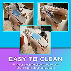 Flipstik New V2 - Foldable Adhesive Phone Mount - Stick Phone to Mirror, Window, Walls for Hands-Free Viewing, Selfies, or Videos - Tripod, & Kickstand - Featured in Shark Tank - Carrara Marble