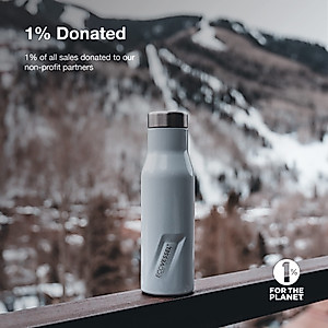 EcoVessel ASPEN Stainless Steel Water Bottle with Insulated Lid, Metal Water Bottle with Rubber Non-Slip Base. Wine Tumbler Reusable Water Bottle - 16oz (Black Shadow)