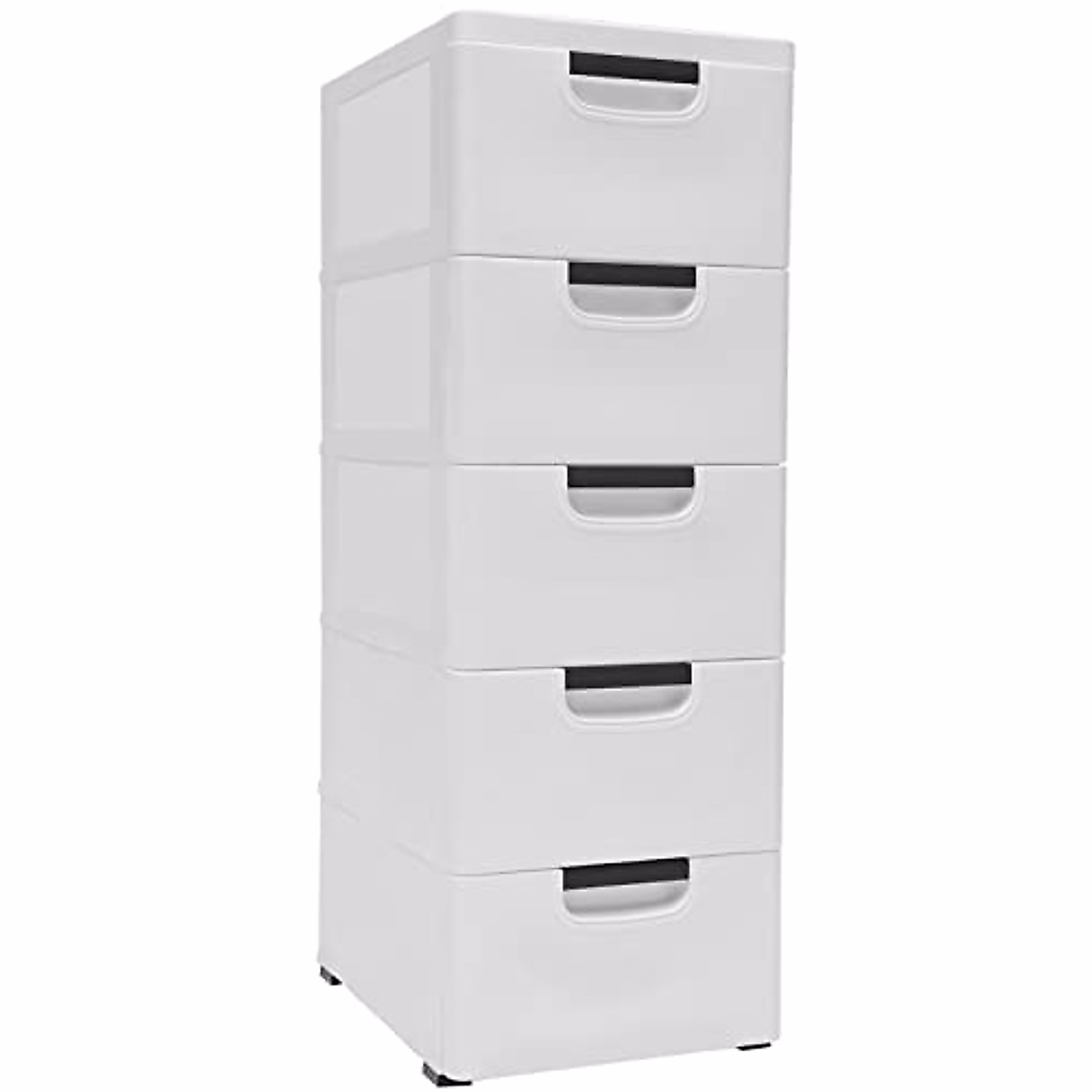 GMSLuu Plastic Drawers Dresser, Storage Cabinet with 5 Drawers, Closet Drawers Tall Dresser Organizer with 4 Wheels for Clothes,Playroom,Bedroom,Kitchen Storage Furnitur (16" Wx12 Dx33 H, White)