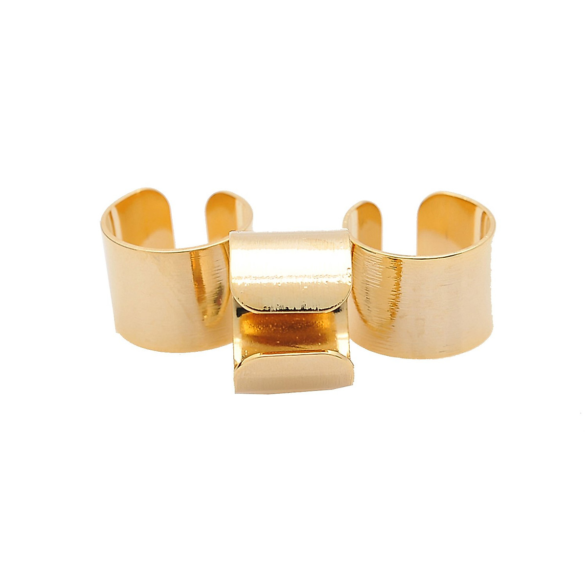 Spinningdaisy Adjustable Brushed Metal Tube Knuckle Ring Set of 3 (Gold Plated)