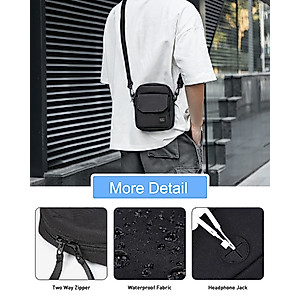Black Small Side Shoulder Bag Crossbody Bag For Men Women Mini Messenger Bag Satchel Travel Purse Passport Holder Bag, Cell Phone Purse Neck Pouch Wallet- Unisex