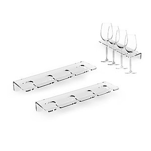Wine glass holder, acrylic wall-mounted wine glass holder, tableware under the cabinet, wine glass holder and Glasses storage rack, kitchen cabinet storage rack (Transparent 2 pieces)