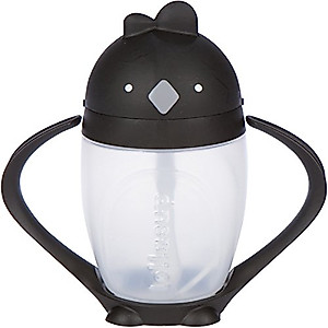 Lollaland Weighted Straw Sippy Cup for Baby:MADE IN USA - Transition Kids, Infant & Toddler Sippy Cup (6 months - 9 months) | Shark Tank Products | Lollacup (Chic Black) w/ Straw Replacement Pack