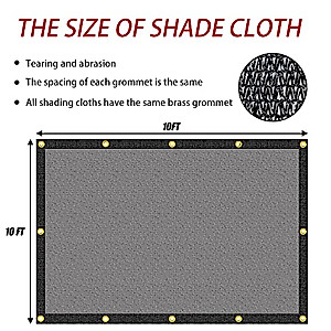 Dafoecheer 70% 10ftx10ft Black Shade Cloth Taped Edge with Grommets Sunblock Garden Mesh UV Resistant Net for Outdoor Plant Greenhouse Flowers