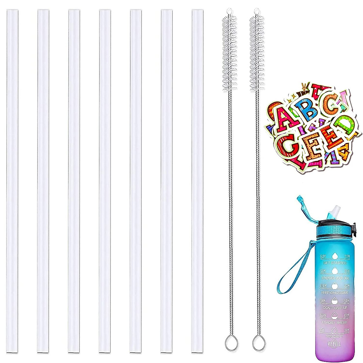 Miracredo 7 PCS Replacement Straws for Simple Modern, Fit Giotto, Fit Thermoflask and for More Water Flask, BPA Free Straws Fit Takeya Replacement Straw, Come with 2 Straw Cleaner Brushes