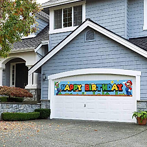 Super Mario Birthday Party Banner | Outdoor and Indoor Garden Sign Banner | Perfect Video Game Theme Party Decoration