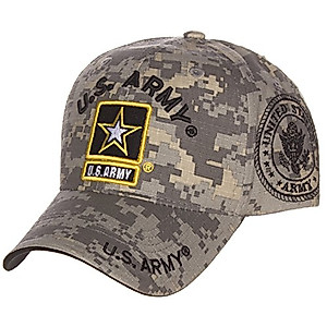 US Army Official License Structured Front Side Back and Visor Embroidered Hat Cap