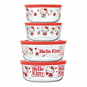 Pyrex 8-Piece Decorated Hello Kitty Glass Food Storage Set, 1459394