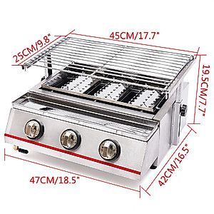 NATICRISI Portable Gas Grill,Portable Griddle Propane LPG Gas Grill,3 Burners LPG Gas BBQ Grills Tabletop, Tabletop Gas Plancha for Outdoor Camping, Kitchen