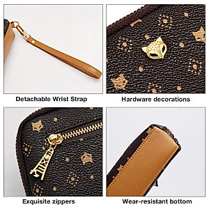 FOXLOVER PVC Leather Wallets for Women Artificial Leather Long Wallet Lady Wristlets with Zipper Coin Purse