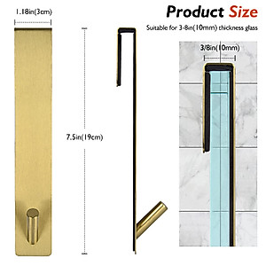 Kontoyo Shower Door Hooks(7.5 Inch),Over Door Hooks for Bathroom Frameless Glass Shower Door,Stainless Steel Towel Hooks,Heavy Duty Rack Hooks for Robe,Towel/2 Pack