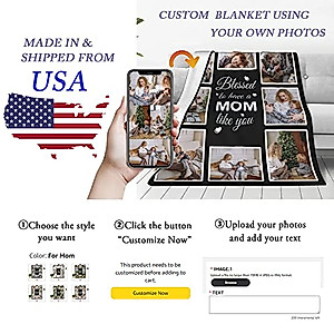 HUGLAZY Gifts for Papa Grandpa Personalized Custom Customized Blankets with Photos Happy Fathers Day Birthday Gifts with Photos Picture Blankets Throw Gifts for Grandfather from Grandkids