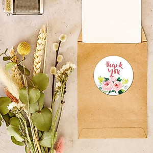 Pink Flower Thank You Stickers, 2 inch 50PCS Self-Adhesive Thank You Labels Great for Wedding, Small Business, Bakeries, Handmade Goods, Birthday Party Favors Labels & Mailing Supplies.