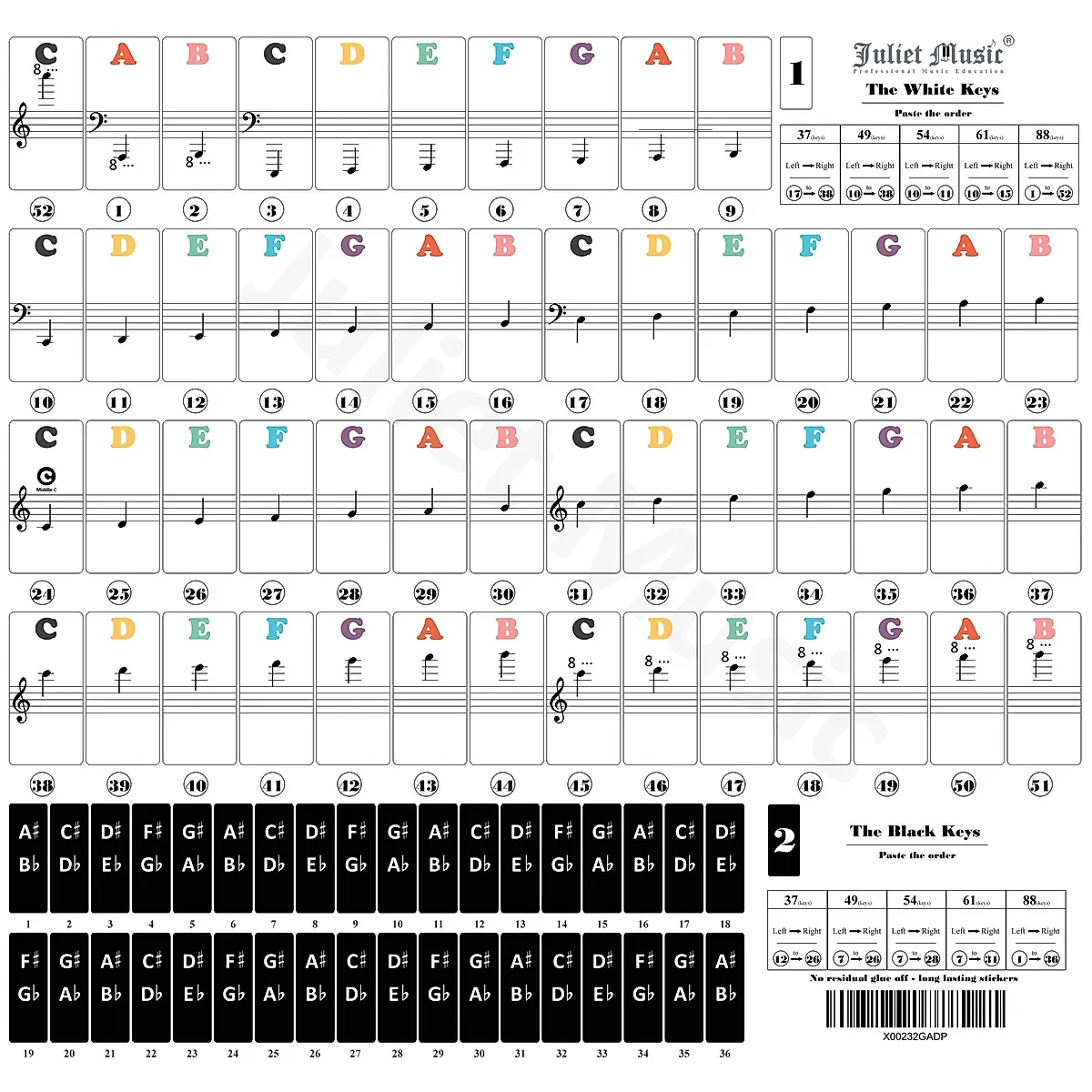 WHOMYA Bastien Piano Basics Level 2 Learning Set by Bastien - Lesson, Theory, Performance, Technique & Artistry Books & Juliet Music Piano Keys 88/61/54/49 Full Set Removable Sticker…