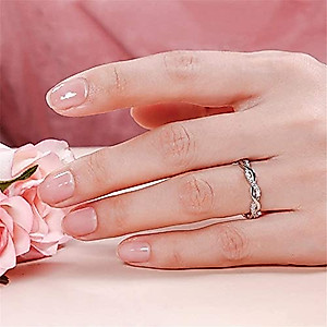 Jeulia Moissanite Twist Round Cut Gold Band for Engagement Anniversary Eternity Promise Wedding Band Ring Set With Jewelry Box (Sterling Silver, 7.5)