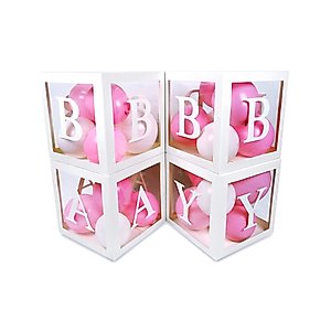 Baby Shower Boxes with Letters - 118 Piece All in one Baby Boxes with Letters for Baby Shower, Beautiful Baby Boxes for Baby Shower, Large and Easy to use Baby Balloon Box that Includes Balloons