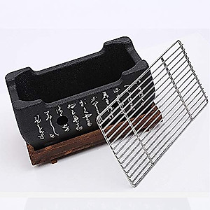 Japanese Style BBQ Grill, Mini Portable Barbecue Stove Japanese Food Charcoal Stove with Wire Mesh Grill and Base, for Yakiniku, Robata, Yakitori, Takoyaki and BBQ