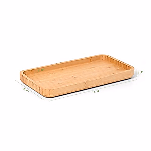 Bamboo Tray 12 x 6 x 1 in, Bathroom Counter Tray, Vanity Tray for Dresser Tops - Tray for Bathroom Home Kitchen Serving Decorating Organizing