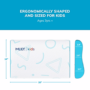 MLILY Kids Pillow for Sleeping, Adjustable Kids Memory Foam Pillow for Bed Set, Breathable and Cooling Pillows for Kids Boy Girl, CertiPUR-US Certified, 12x20 Inch, Blue