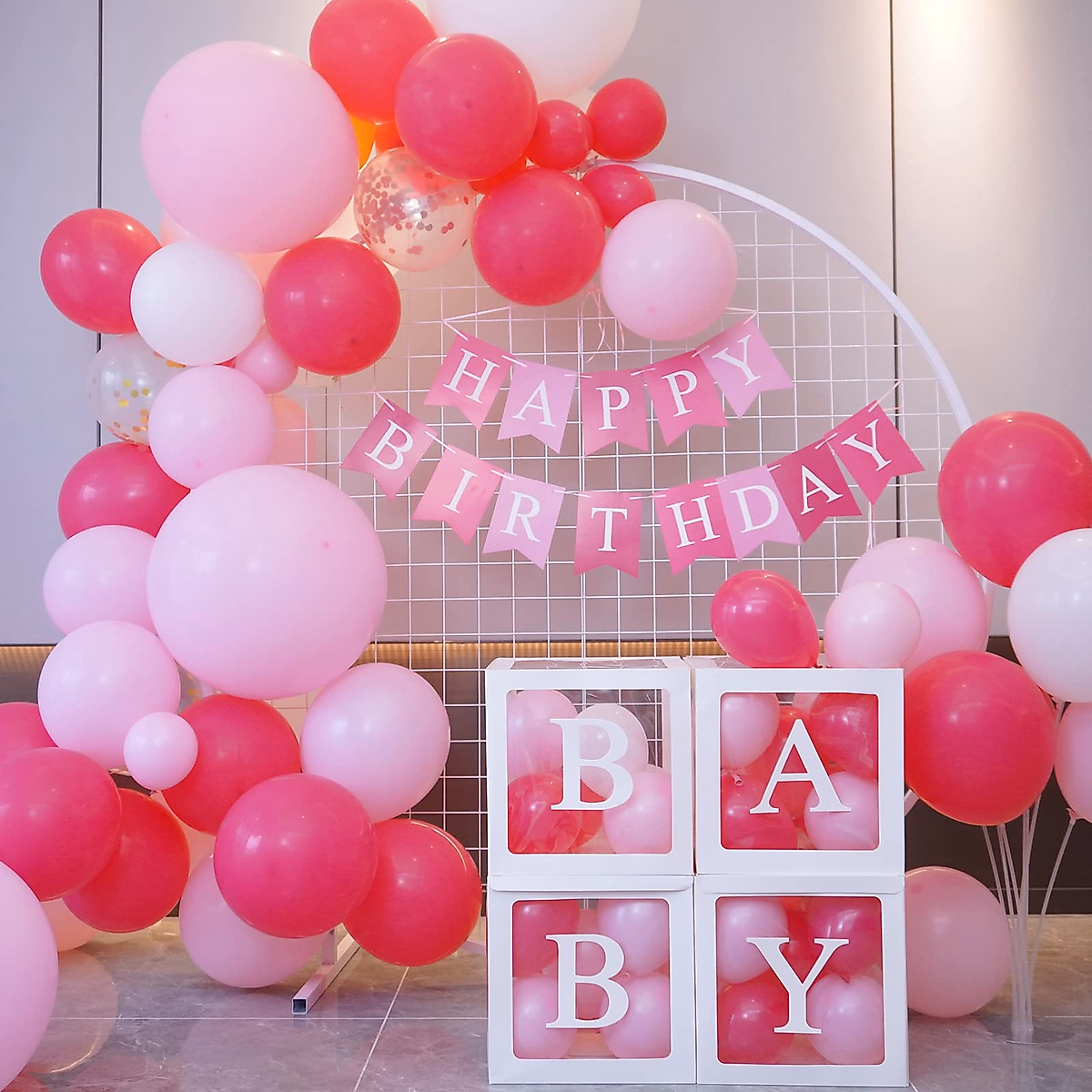 FOTIOMRG Hot Pink Balloons 12 inch, 100 Pack Hot Pink Latex Balloons Helium Quality for Valentines Birthday Wedding Bridal Shower Baby Shower Party Decorations (with Pink Ribbon)