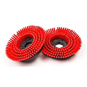 8.7" Rotary Brush with Bristles for SANITMAX SM430 Floor Scrubber Machines, Polypropylene, Red (Pack of 2)