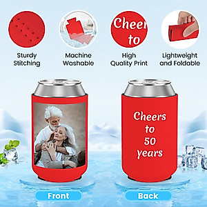 Custom Neoprene Can Cooler Sleeve Bulk Personalized Insulated Drink Holder for 12 Oz Cans and Bottles Wedding Bridal Shower Beach Decorations Birthday Party Favors, Black