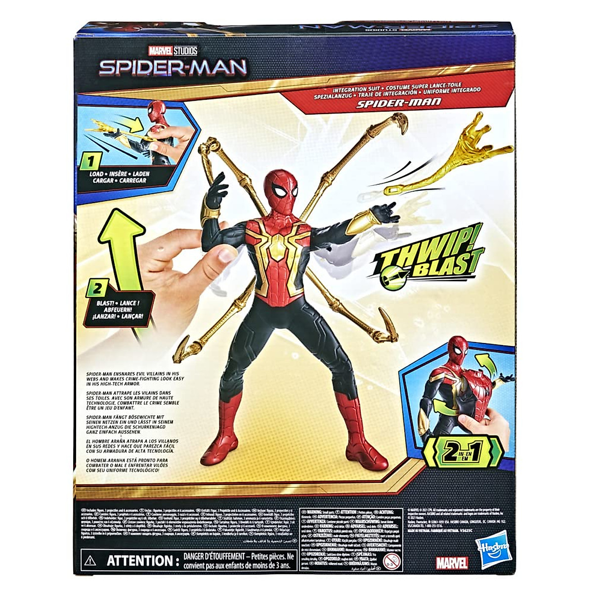 Spider-Man Marvel Deluxe 13-Inch-Scale Thwip Blast Integrated Suit Action Figure, Suit Upgrades, and Web Blaster Accessory
