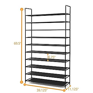 Halter Entryway Standing Shoe Rack, Black, 10 Tier